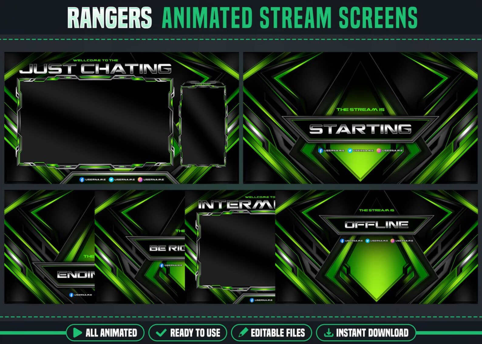 Professional Green Overlay for Stream Green Theme Overlay Clean Overlay ...