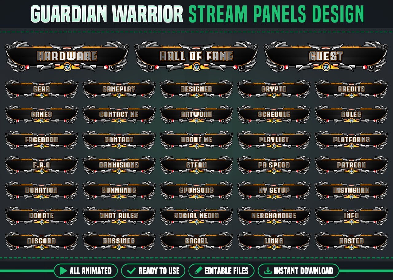 Guardian Warrior Stream Overlay Package Thematic Overlay Overlay for ...