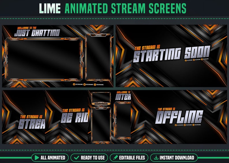 Orange Stream Package Twitch Overlay I Twitch Panels I Twitch Alert I ...
