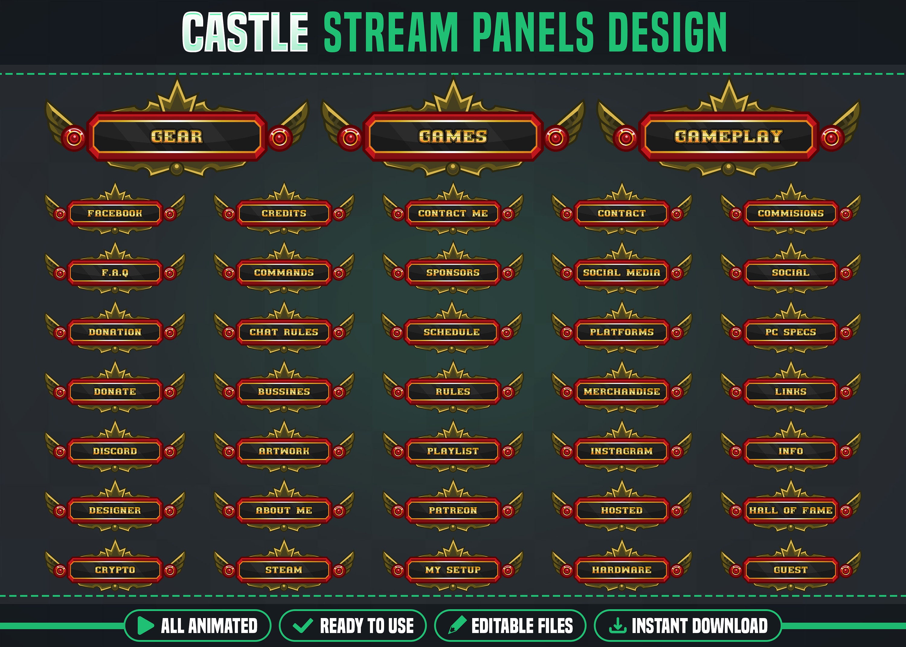 Horror Castle Stream Overlay Package horror Castle Twitch Overlay ...
