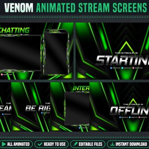 Professional Clean Green Overlay Pack for Twitch Twitch Overlay Stream ...