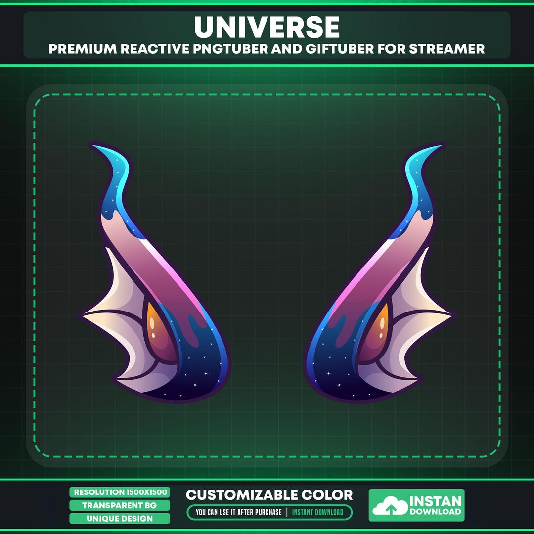 Vtuber Accessories Ears Starry Purple Vtuber Accessories With Sci-fi ...