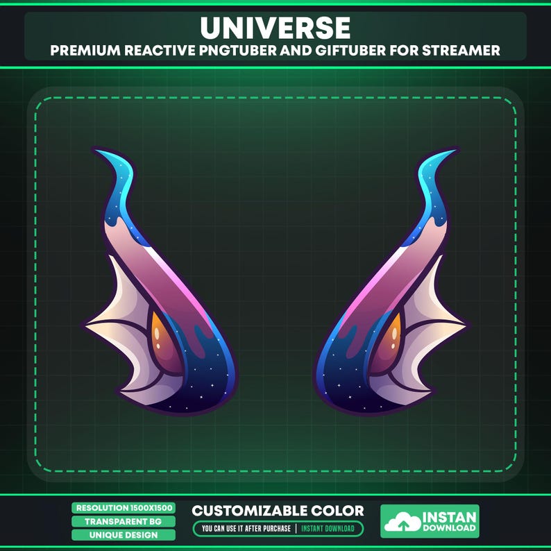 Vtuber Accessories Ears Starry Purple Vtuber Accessories With Sci-fi ...