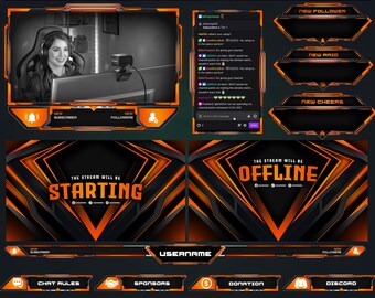 Orange Circle Animated Stream Overlay Pack Twitch Overlay Package ...