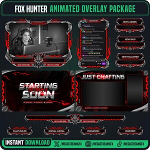 Foxfire Overlay Pack Overlay Esport Red Stream Overlay Custom Stream Graphic & Overlay Overlay ...
