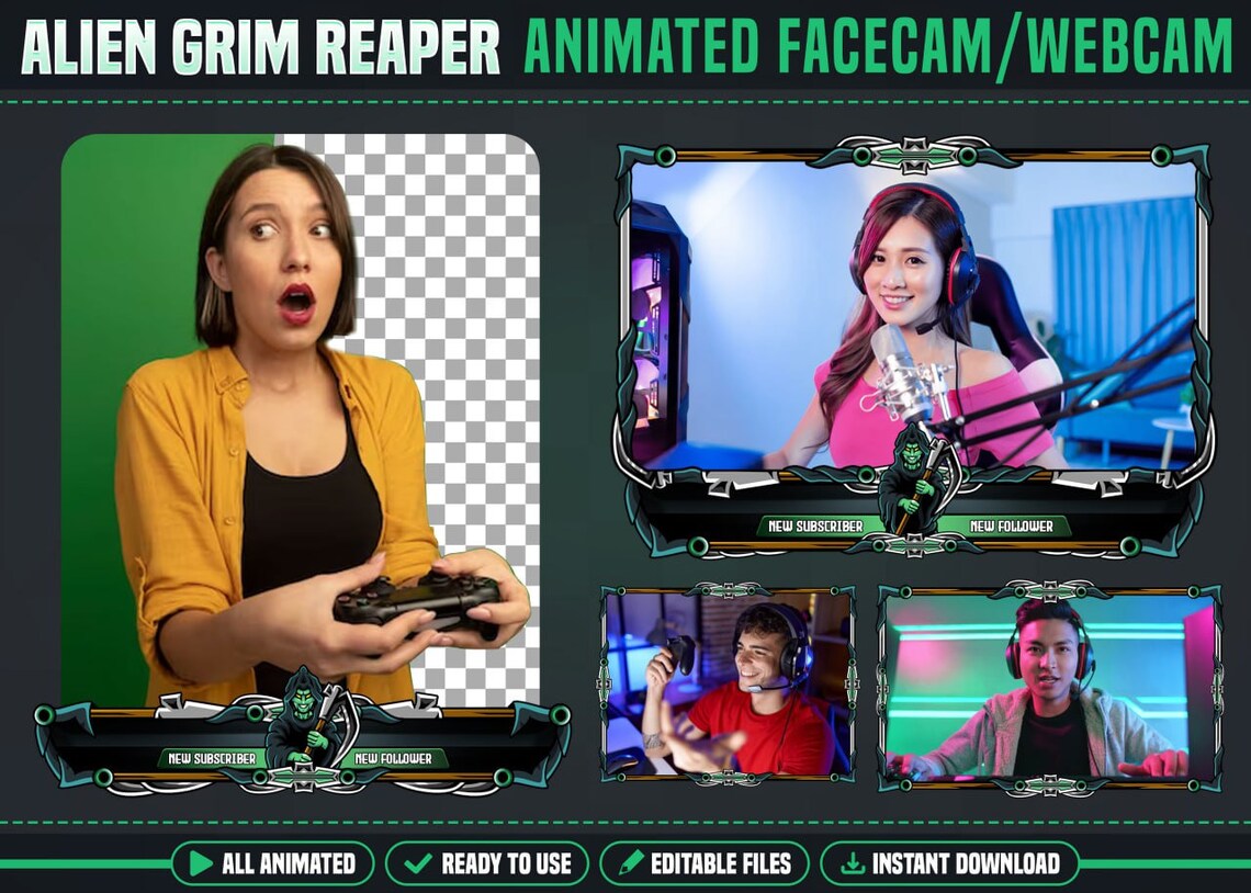 Alien Grim Reaper Stream Overlay Pack Heroic Fantasy Overlays Overlay ...