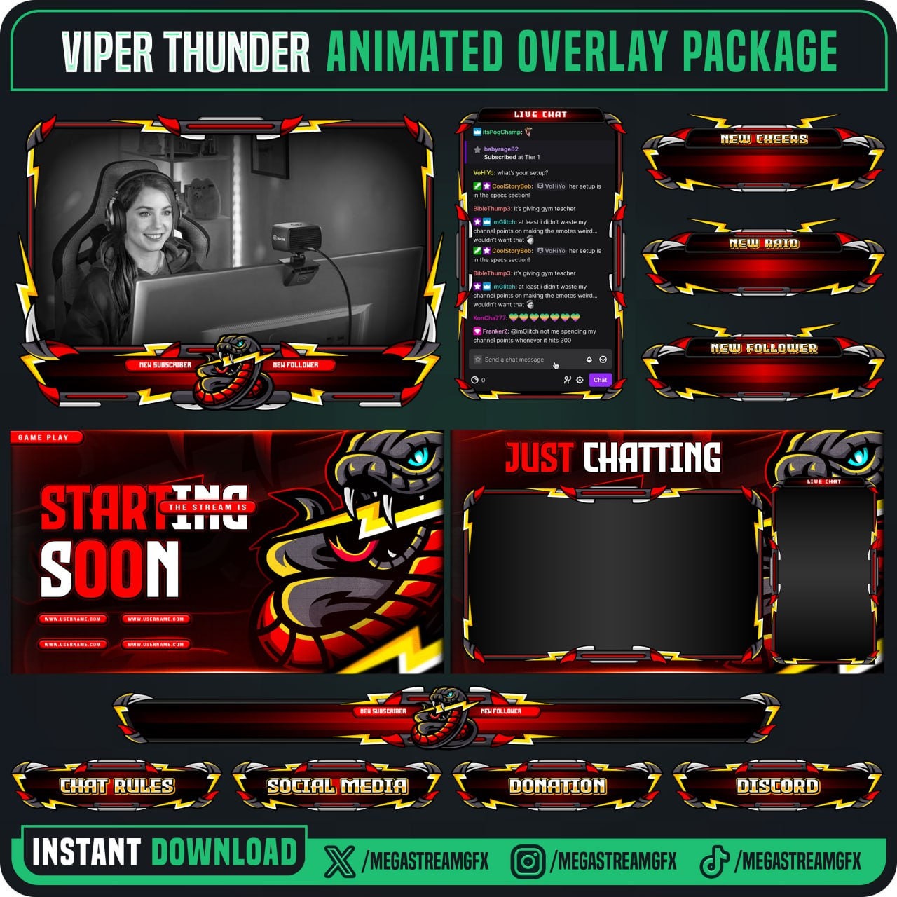 Stream Overlay Pack Viper Thunder Fantasy Stream Overlays Overlay for ...