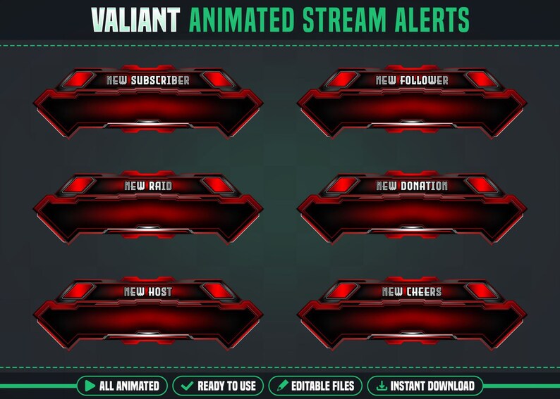 Red Stream Overlay Pack Red Overlay Overlay for Twitch/discord/youtube ...