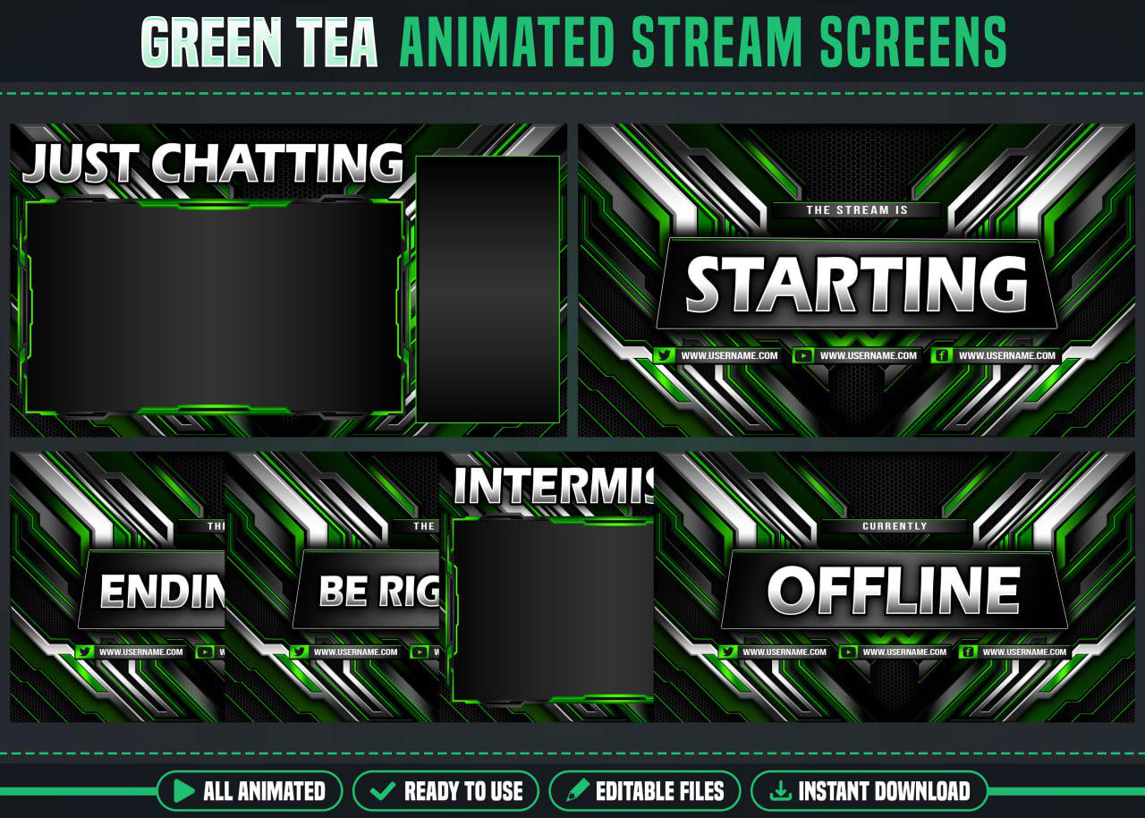 Green Theme Streaming Overlay Stream Overlays Package for Twitch ...