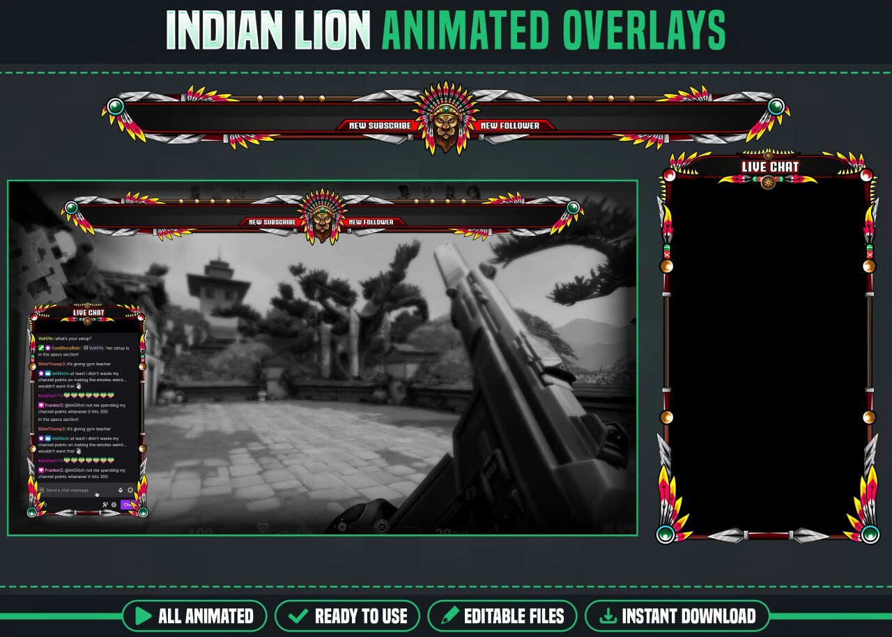 Indian Lion Stream Overlay Pack Thematic Overlay Animal Overlay Overlay ...