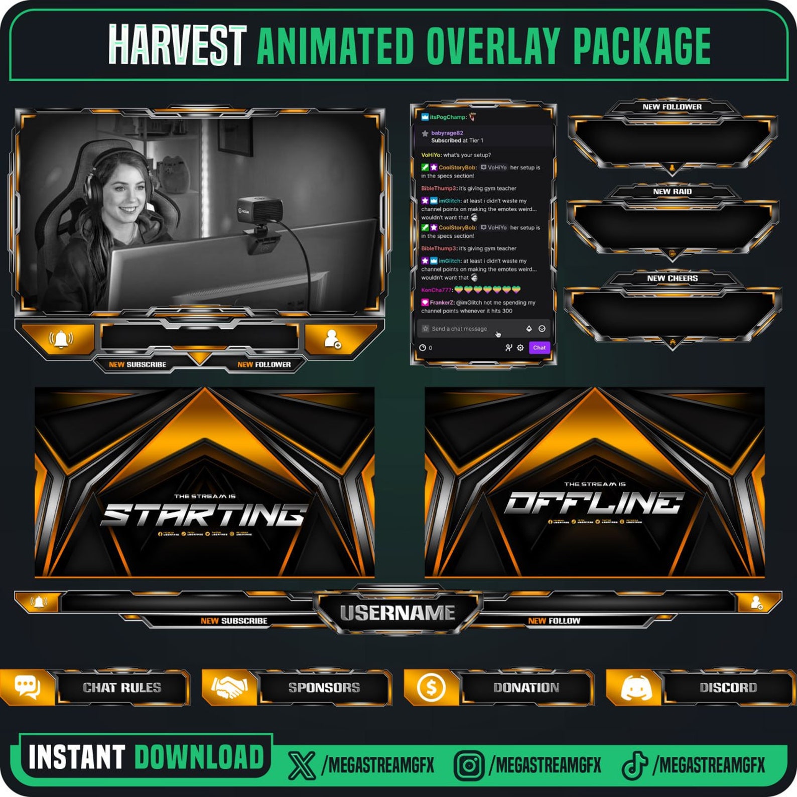 Animated GOLD Stream Overlay for Twitch Youtube Gold - Etsy