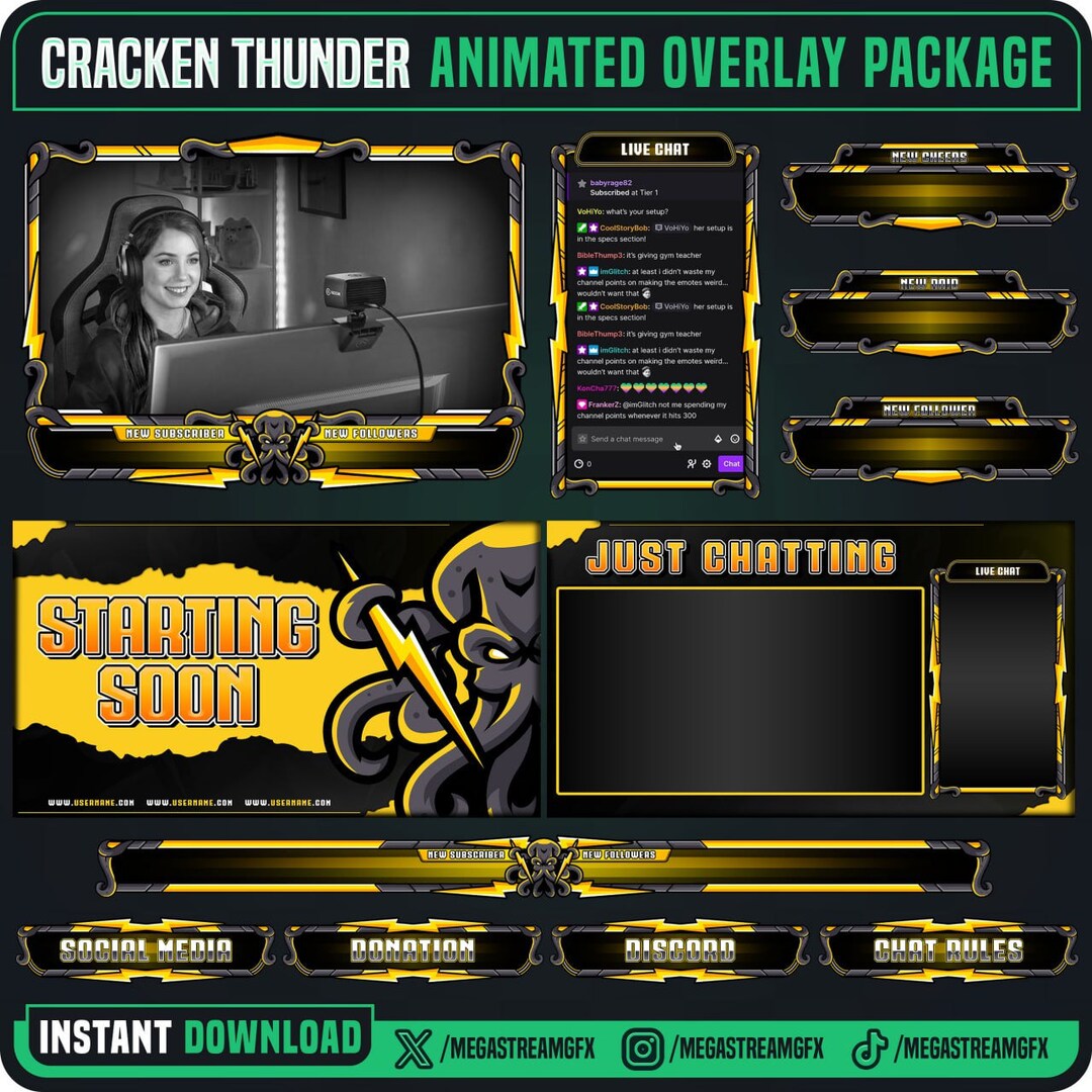 Stream Overlay Package | Cracken Thunder Stream Overlay | Thematic ...