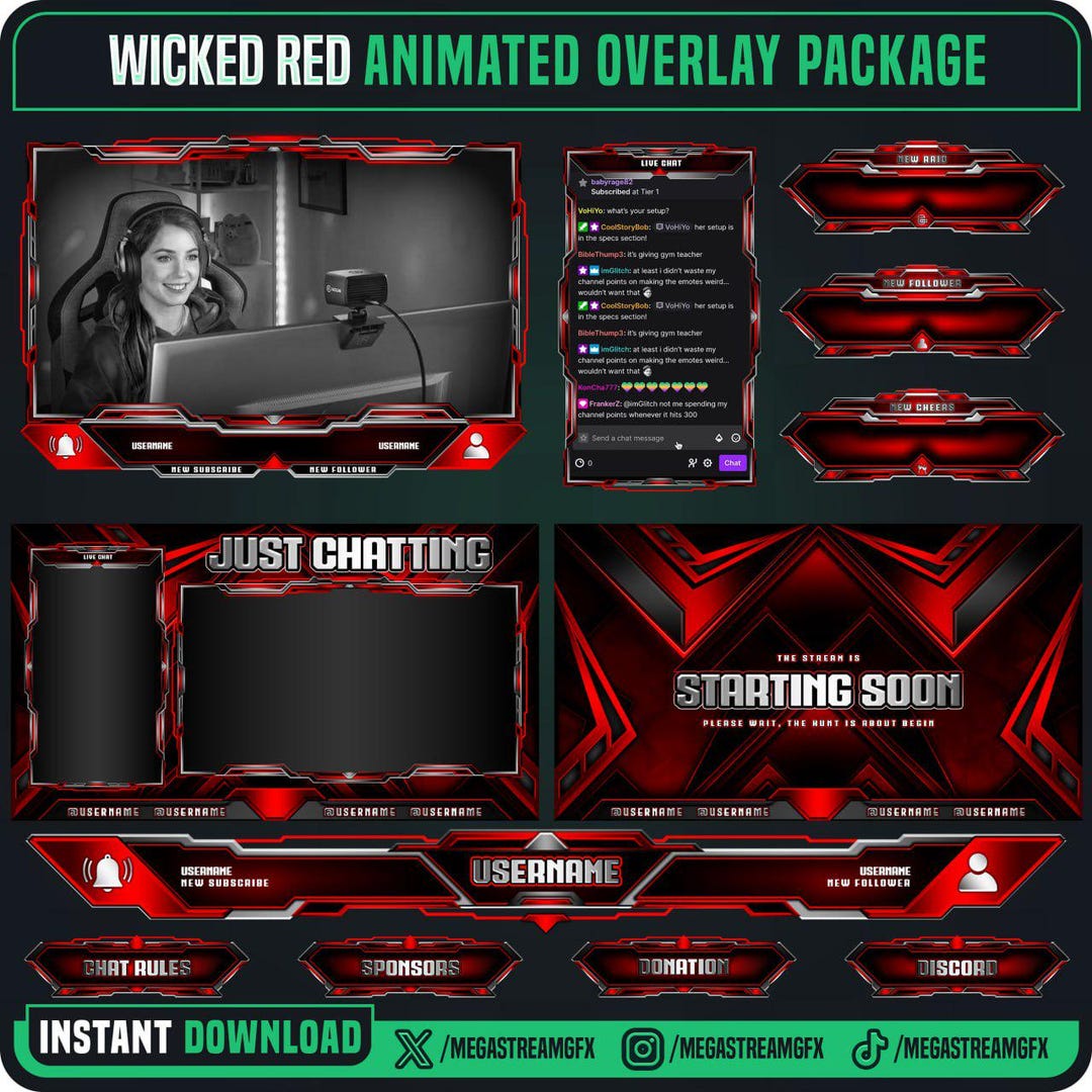 Red Vibes Overlay Professional Red Overlay Twitch Overlay, Alert ...