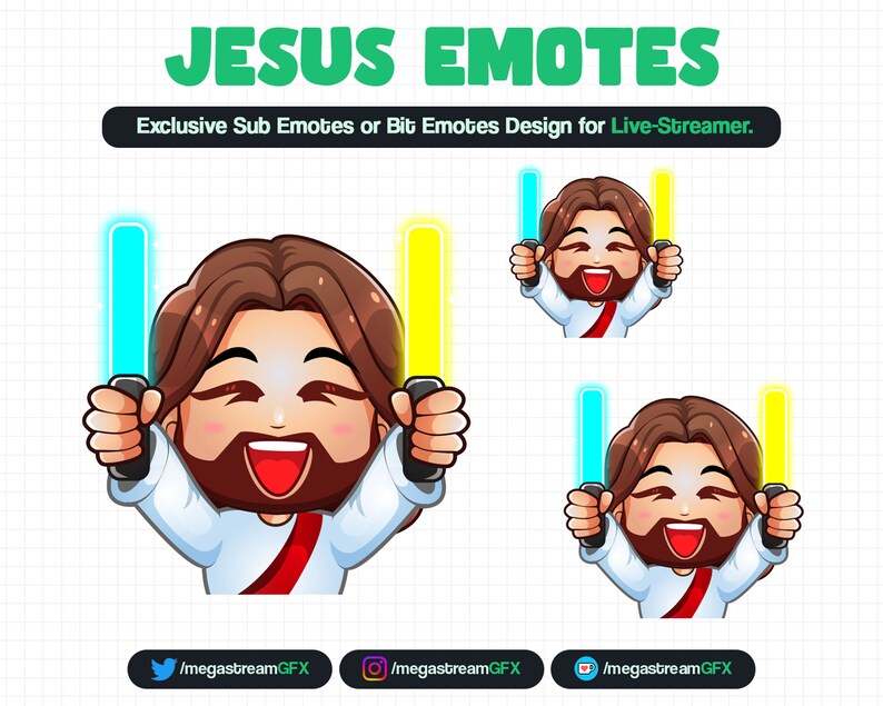 10x Jesus Emotes for Twitch Christmas Theme Emotes Youtube - Etsy