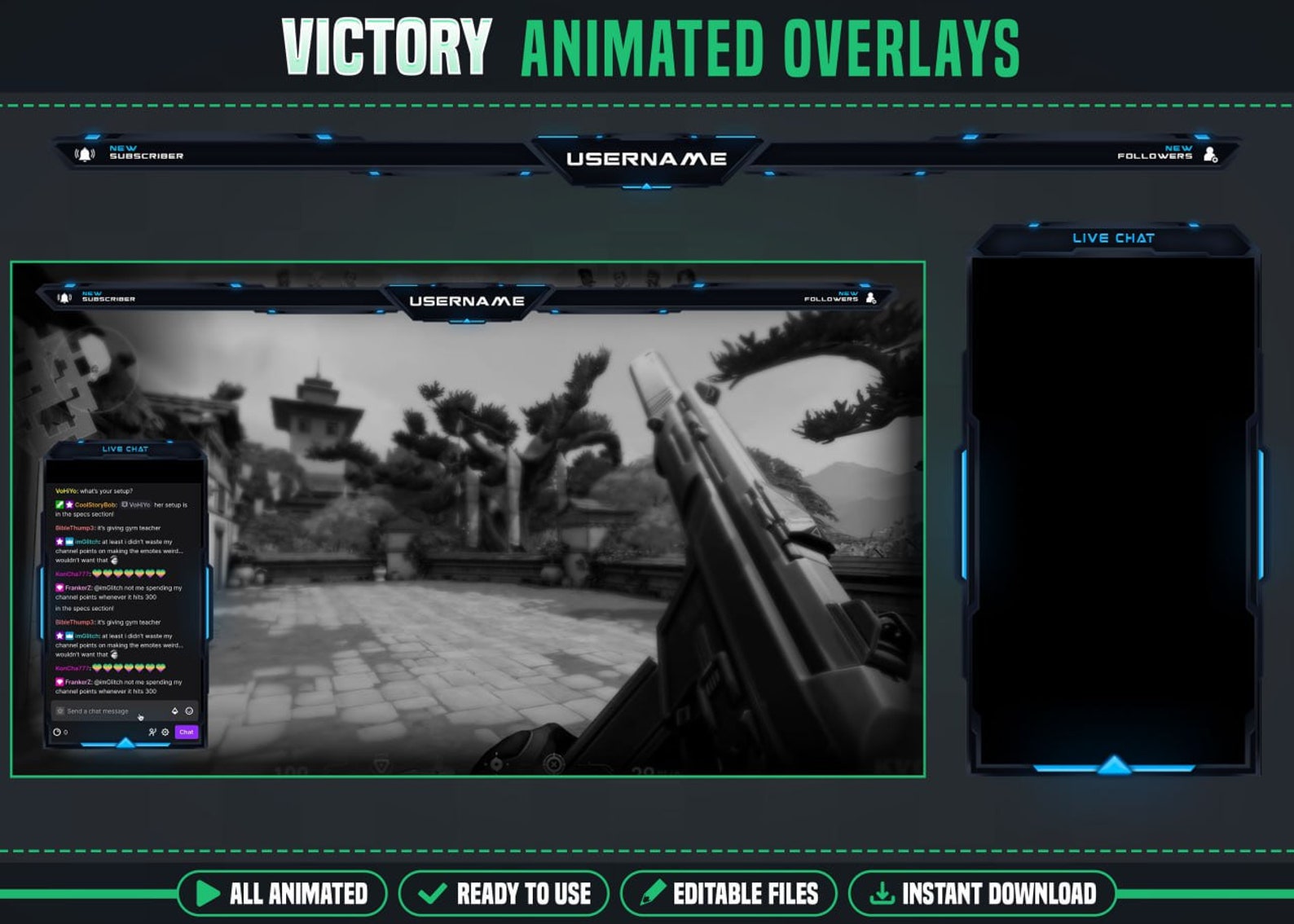 Blue Streaming Overlay Twitch Overlay I Twitch Panels I Twitch Alert ...