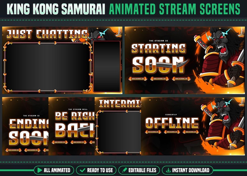 King Kong Samurai Overlay Ape Stream Overlays Overlay for Twitch ...