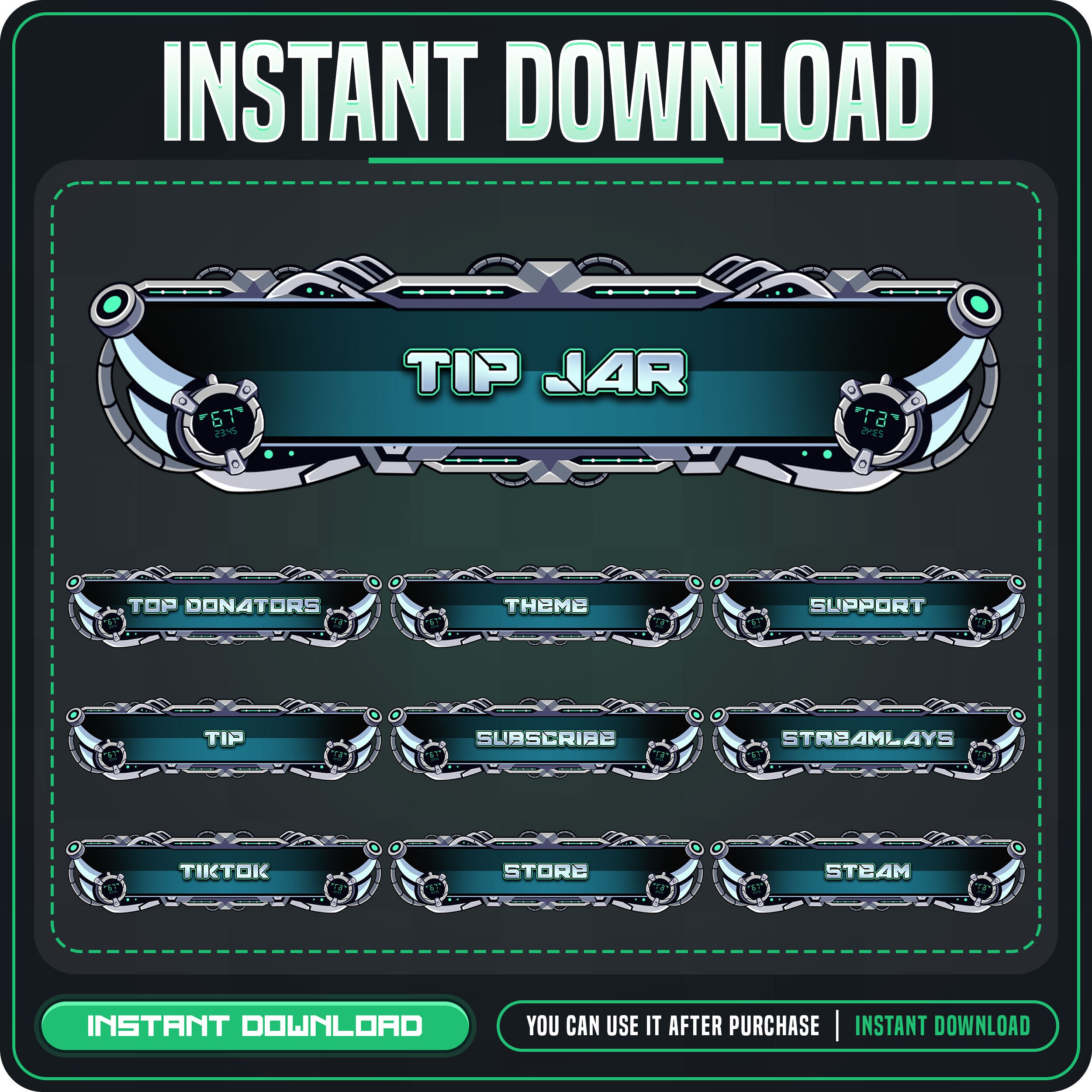 50x Robotic Panels robotic Twitch Panels Metalic Panel Customize Text ...