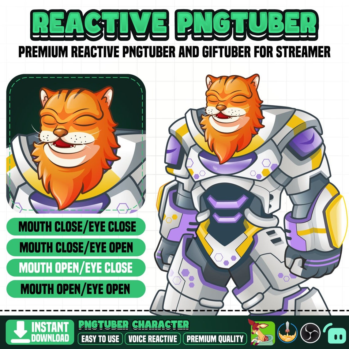 Robocat Pngtuber Premade Pngtuber Pngtuber Animal for Twitch/ Youtube/ Discord - Etsy