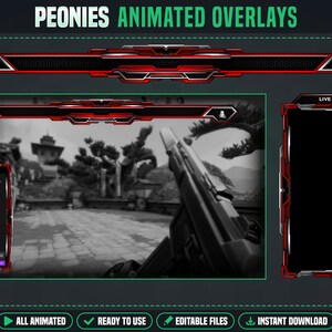 Clean Overlay Pack Design Red Stream Overlay for Twitch, Youtube, Kick ...
