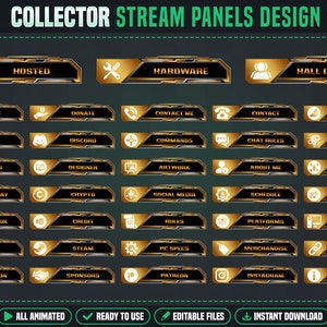 Professional Clean Gold Overlay Pack for Twitch Twitch Overlay Stream ...