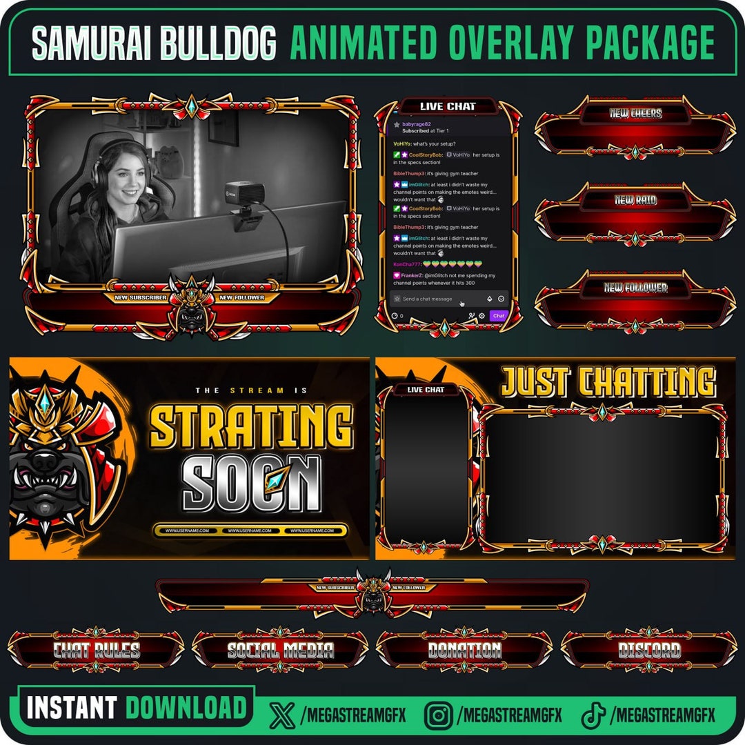 Bulldog Samurai Twitch Overlay Overlay Display Overlay for Twitch ...