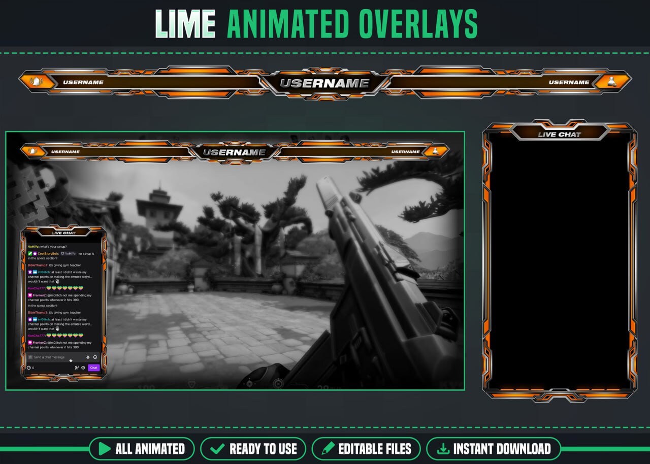 Orange Stream Package Twitch Overlay I Twitch Panels I Twitch Alert I ...