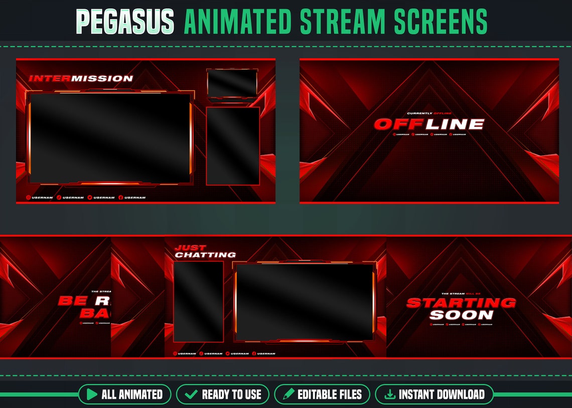 RED Streaming Overlay Twitch Overlay I Twitch Panels I Twitch Alert I ...