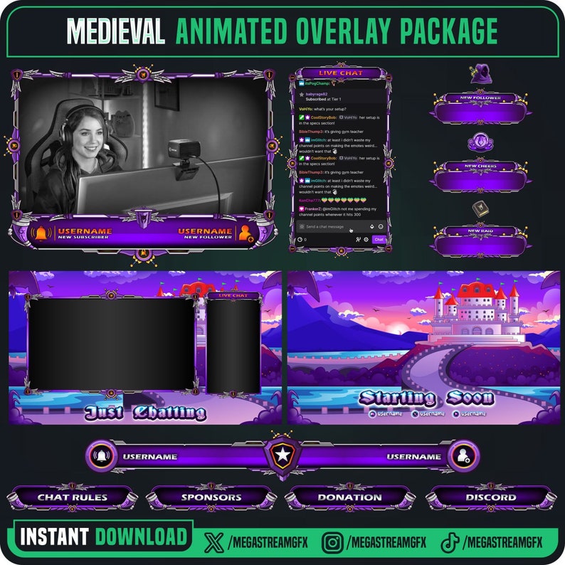 Medieval Stream Overlay Package medieval Twitch Overlay Twitch Webcam ...