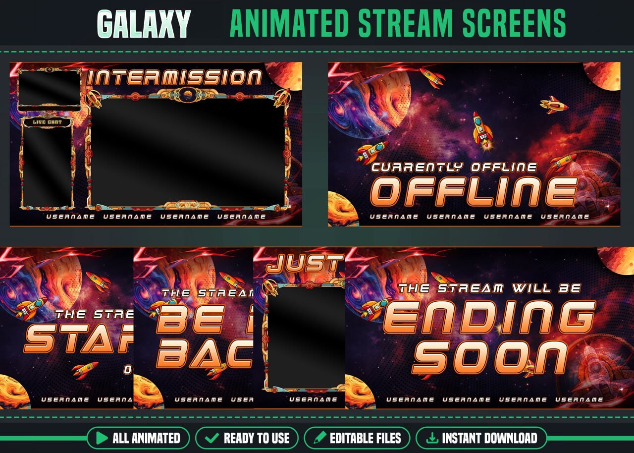 Space Galaxy Stream Overlay Package | Galaxy Twitch Package | Space ...