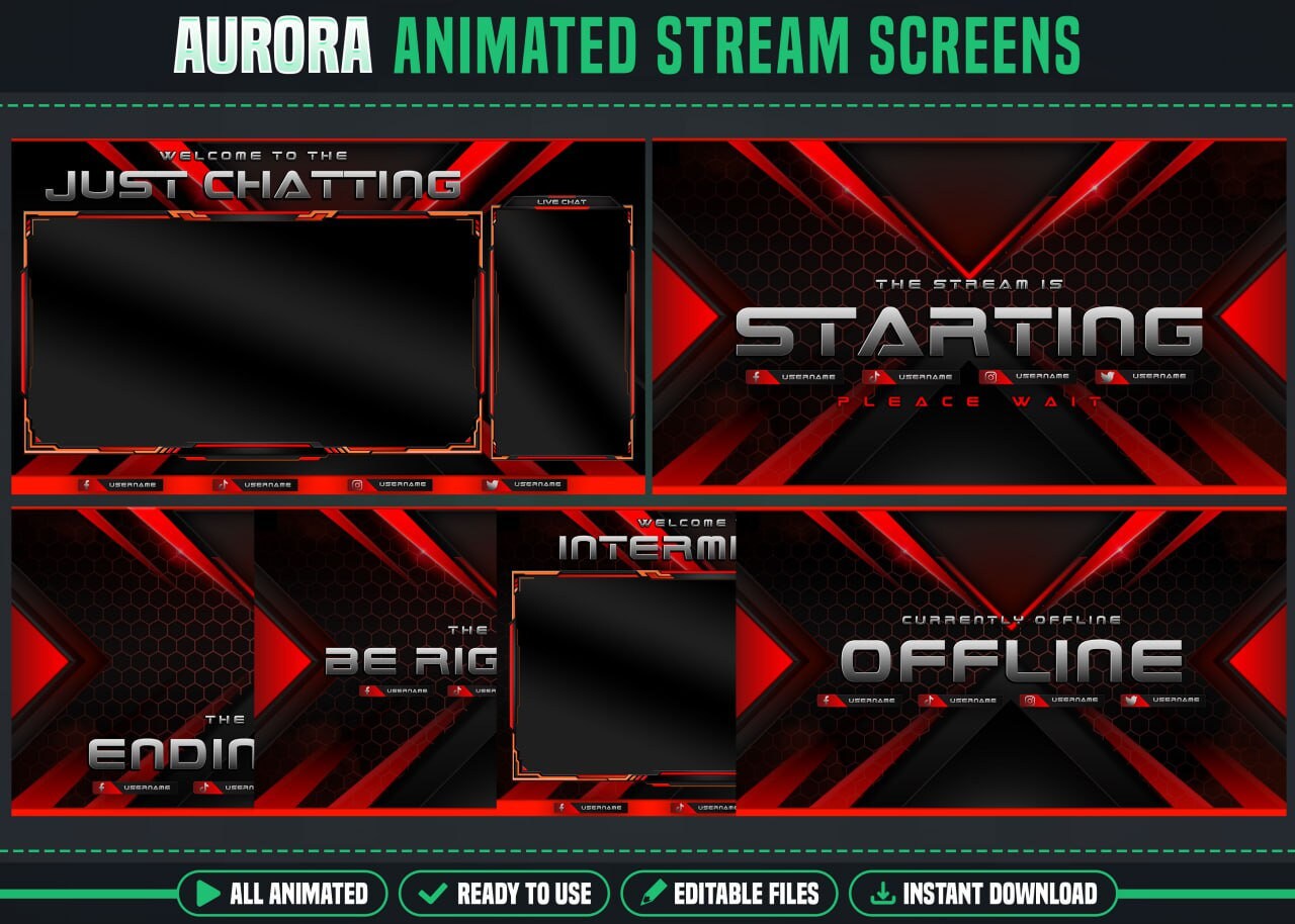 Professional Red Stream Overlay I Twitch Overlay I Twitch Panels I ...