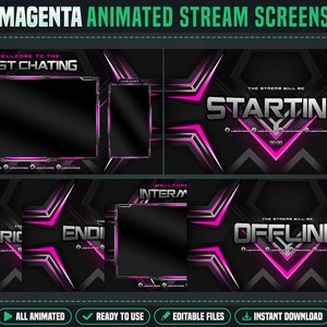 PINK Twitch Overlay Package Pink Animated Stream Overlay Pack Animated ...