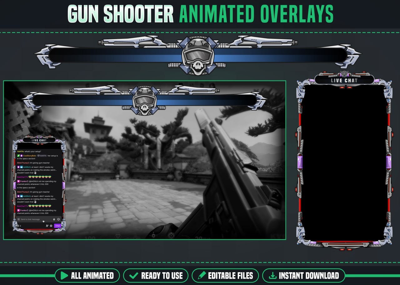 Gun Shooter Stream Overlay Package Gun Shooter Twitch Overlay Twitch ...