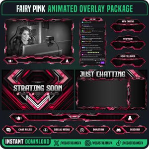 Pink Theme Streaming Overlay Stream Overlays Package for Twitch ...