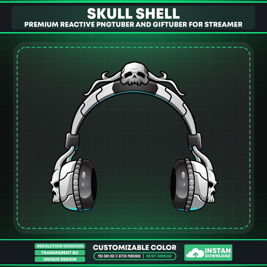 Vtuber Accessories Headphone | Skull Theme Vtuber Headphones | Vtuber ...
