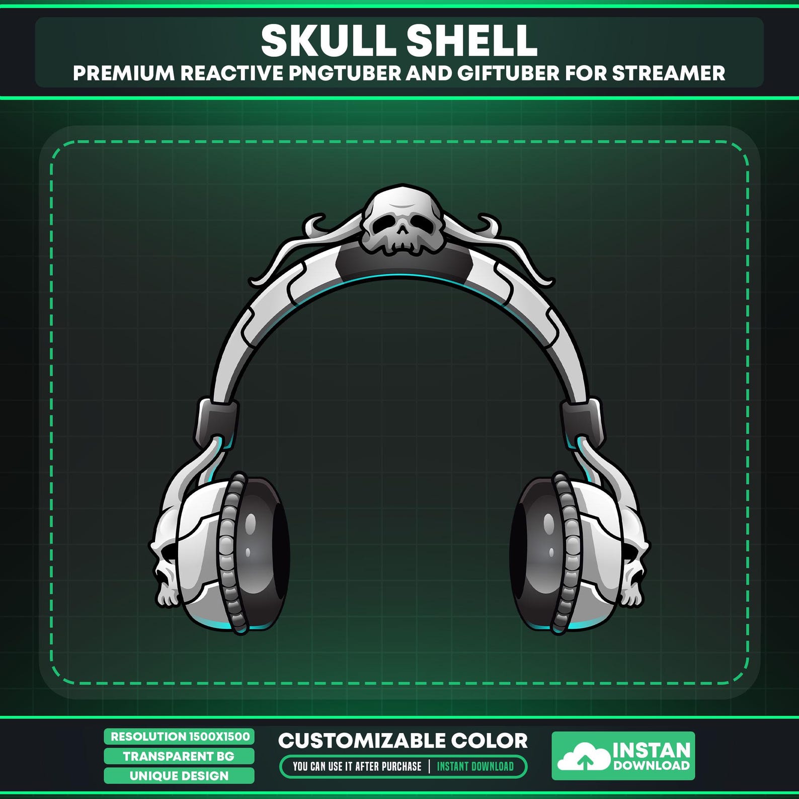 Vtuber Accessories Headphone | Skull Theme Vtuber Headphones | Vtuber ...