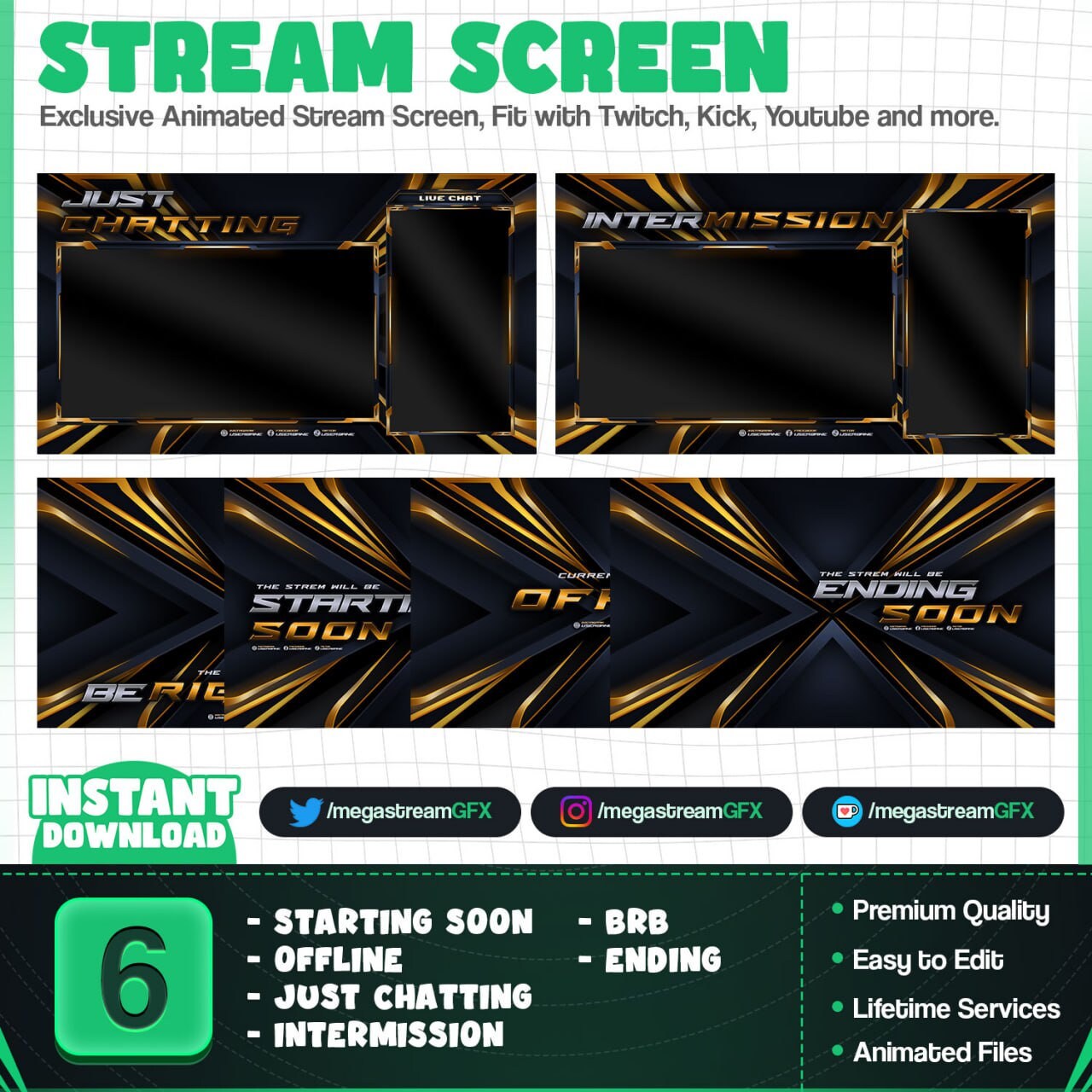 Professional GOLD Stream Overlay I Twitch Overlay I Twitch - Etsy