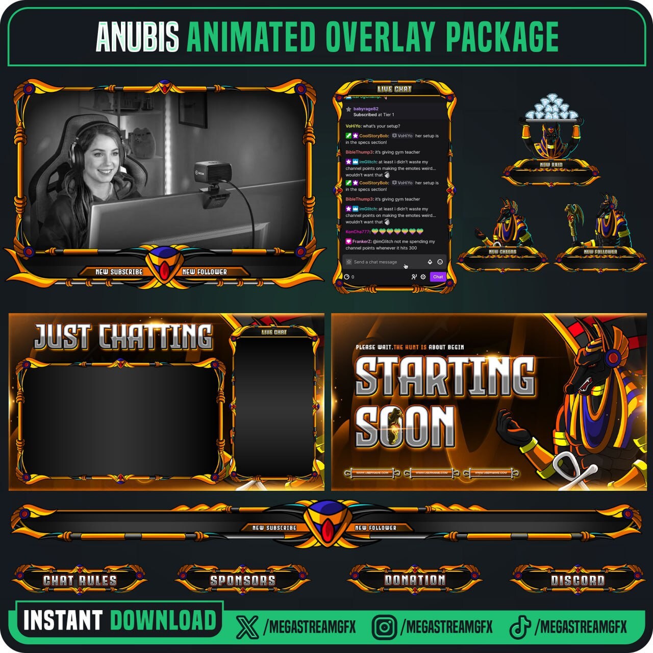 Anubis Stream Overlay Package Egyptian Thematic Overlay Overlay for ...