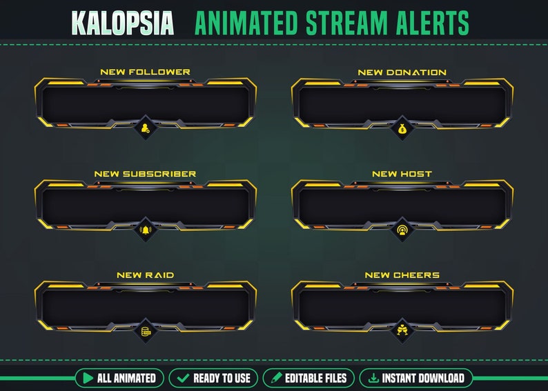 Professional Yellow Stream Overlay I Twitch Overlay I Twitch Panels I ...