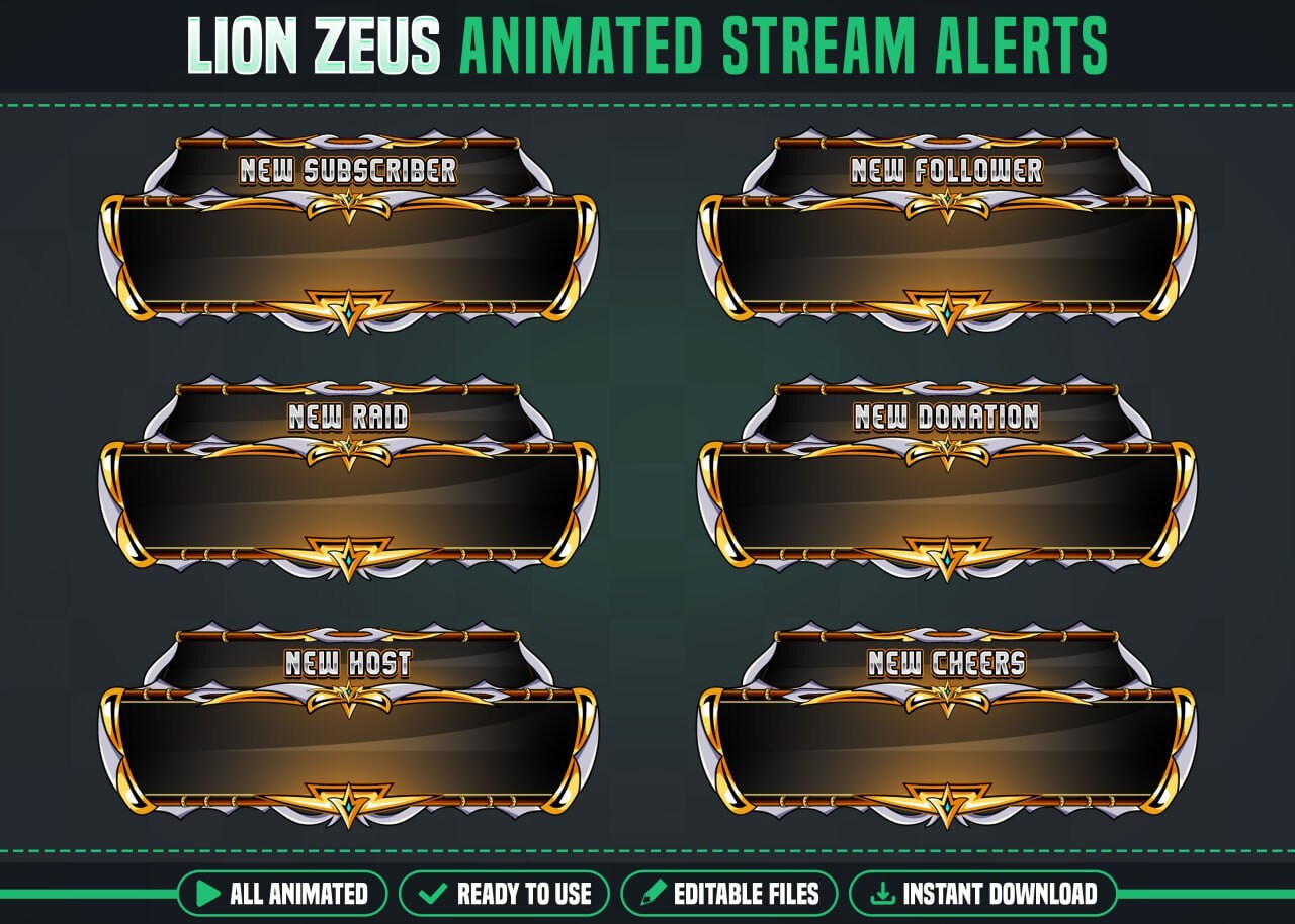 Lion Zeus Stream Overlay Pack - Thematic Overlay - Animal Overlay ...
