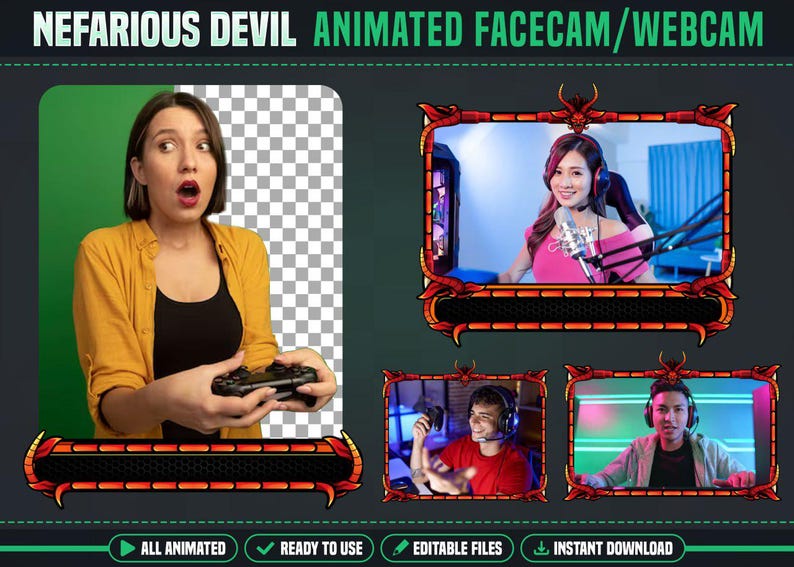 Red Devil Stream Overlay Package Stream Overlay in Horror, Devilish ...