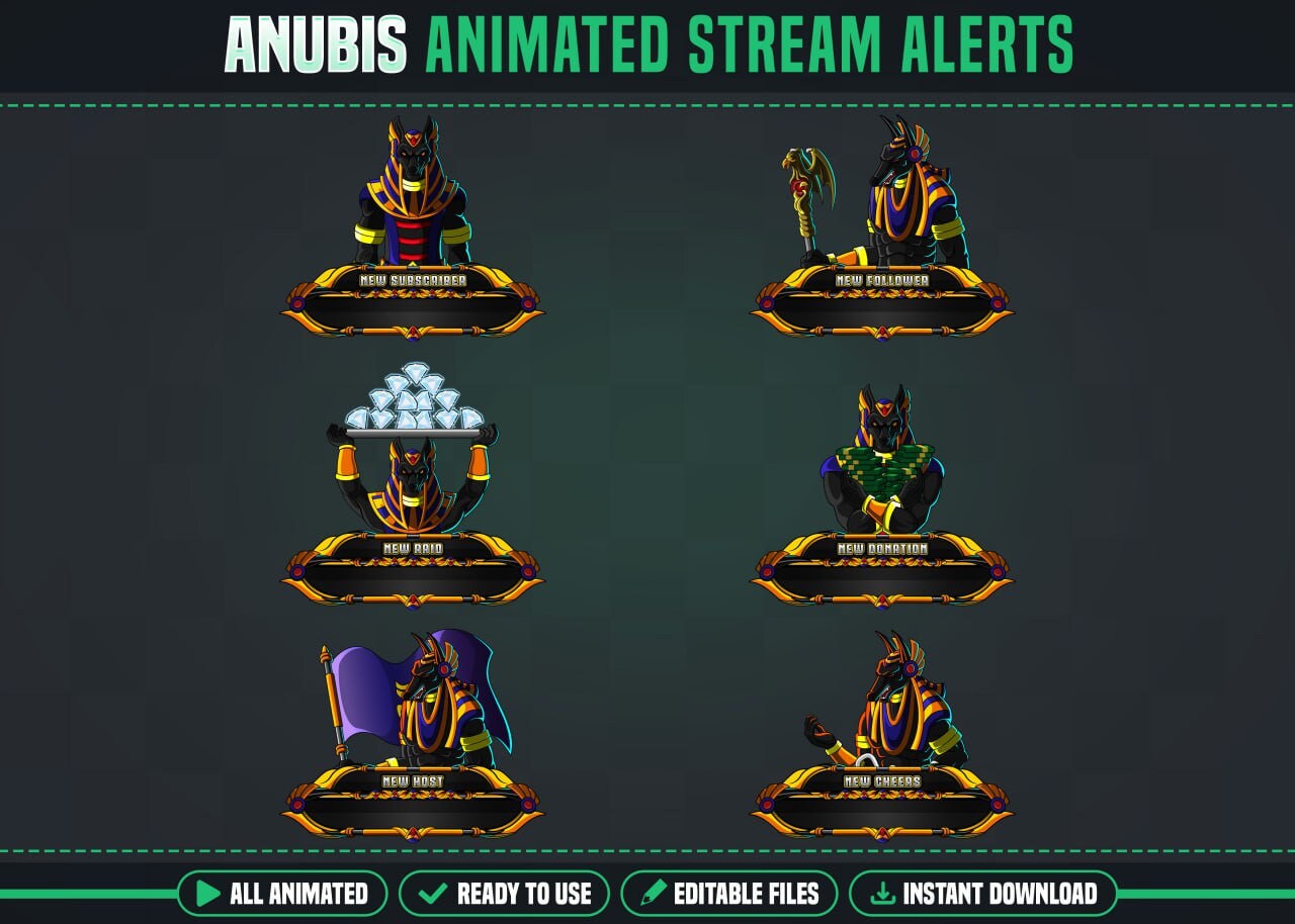 Anubis Stream Overlay Package Egyptian Thematic Overlay Overlay for ...