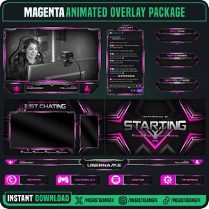 PINK Twitch Overlay Package Pink Animated Stream Overlay Pack Animated ...