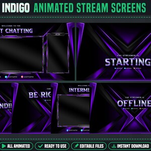 PURPLE Clean Overlay Pack for Twitch, Youtube Purple Overlay Stream ...