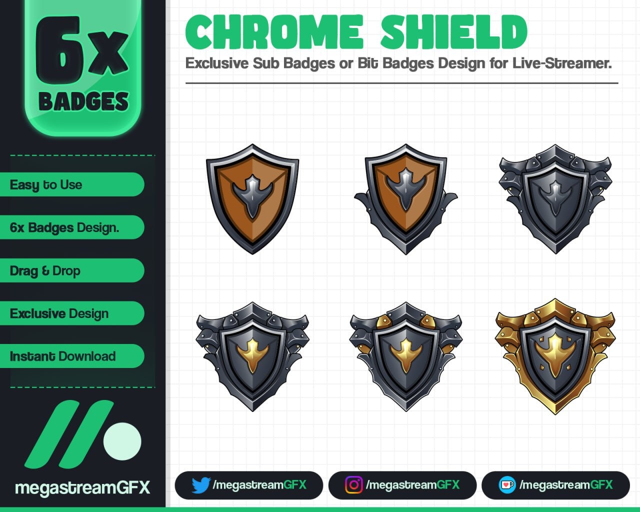 Chrome Shield Sub Badges or Bit Badges Chrome Shield Loyalty Badges ...