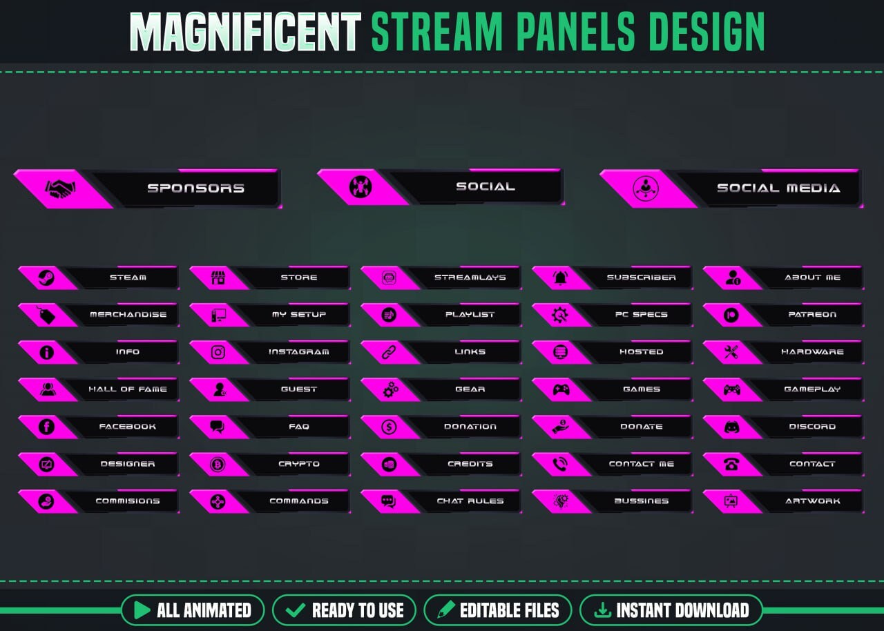 Pink Streaming Overlay Twitch Overlay I Twitch Panels I Twitch Alert ...