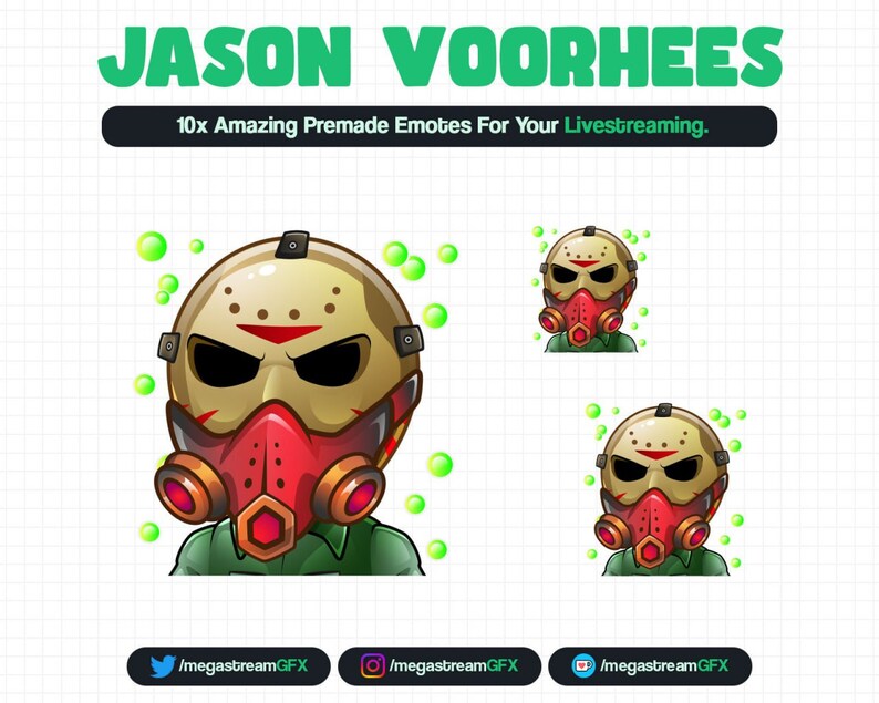 10x Jason Voorhees Twitch Emotes Horror Emotes Halloween Twitch Discord ...