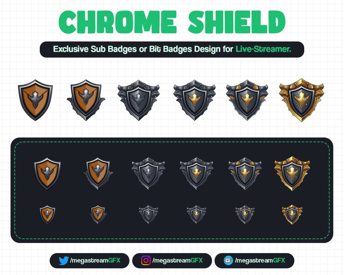 Chrome Shield Sub Badges or Bit Badges Chrome Shield Loyalty Badges ...