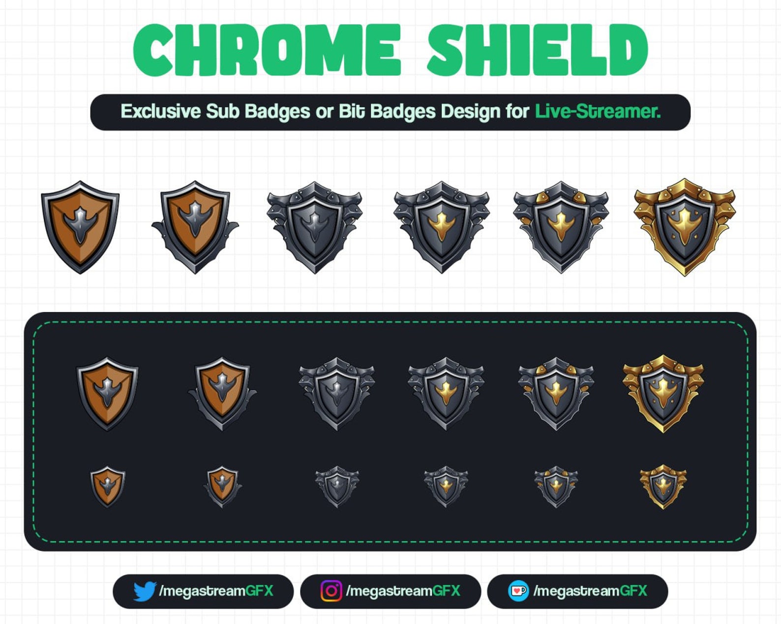 Chrome Shield Sub Badges or Bit Badges Chrome Shield Loyalty Badges ...