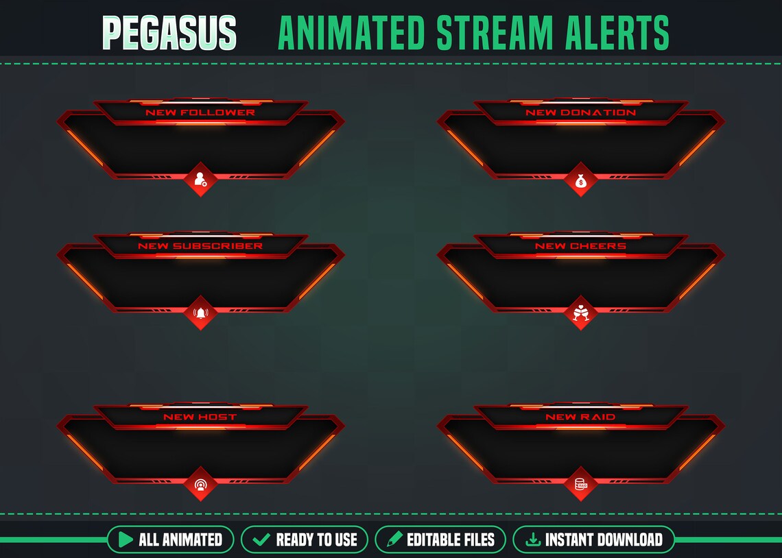 RED Streaming Overlay Twitch Overlay I Twitch Panels I Twitch Alert I ...