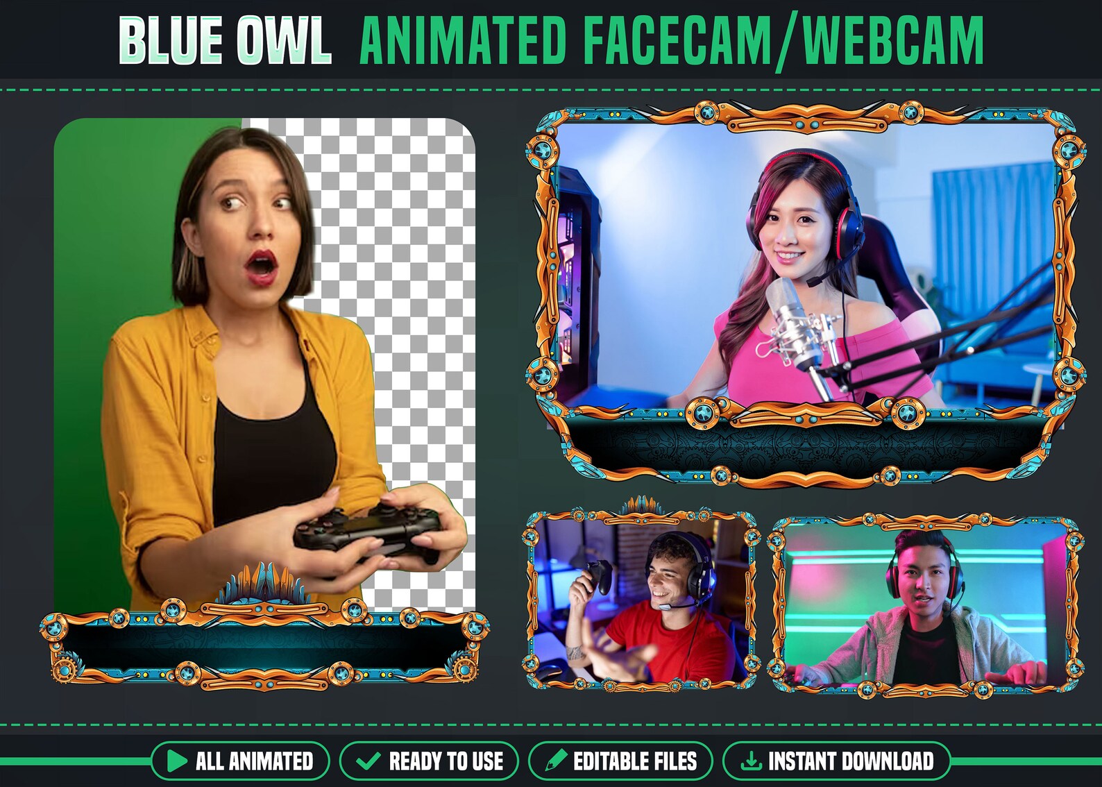 Blue Owl Stream Overlay Package | Blue Owl Twitch Package | Blue Owl ...